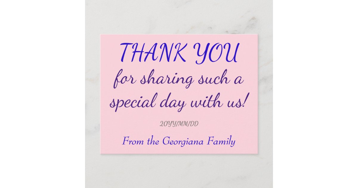 Personalized "THANK YOU" Postcard | Zazzle