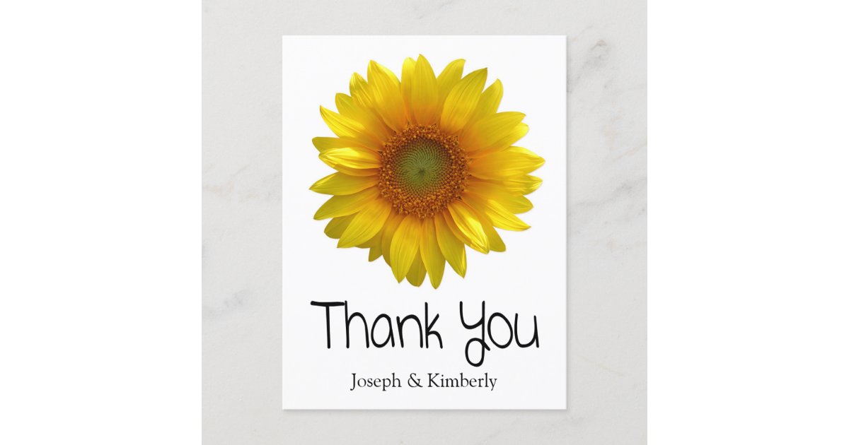 Personalized Thank You Sunflower Greeting Postcard | Zazzle