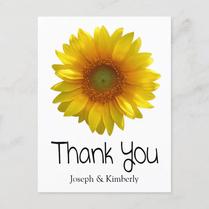 Personalized Thank You Sunflower Greeting Postcard | Zazzle