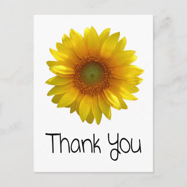 Personalized Thank You Sunflower Greeting Postcard | Zazzle
