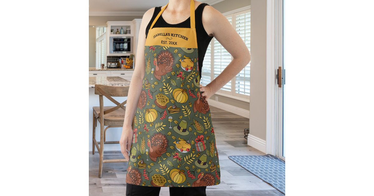 Personalized Thanksgiving, Pumpkin Pie Turkey Apron | Zazzle