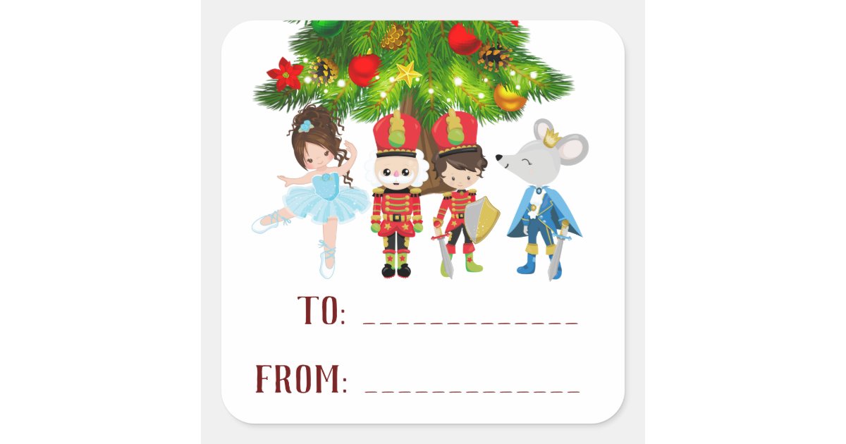 Personalized The Nutcracker, Ballet Christmas Square Sticker | Zazzle