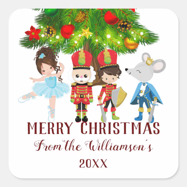 Personalized The Nutcracker Ballet Christmas Square Sticker | Zazzle
