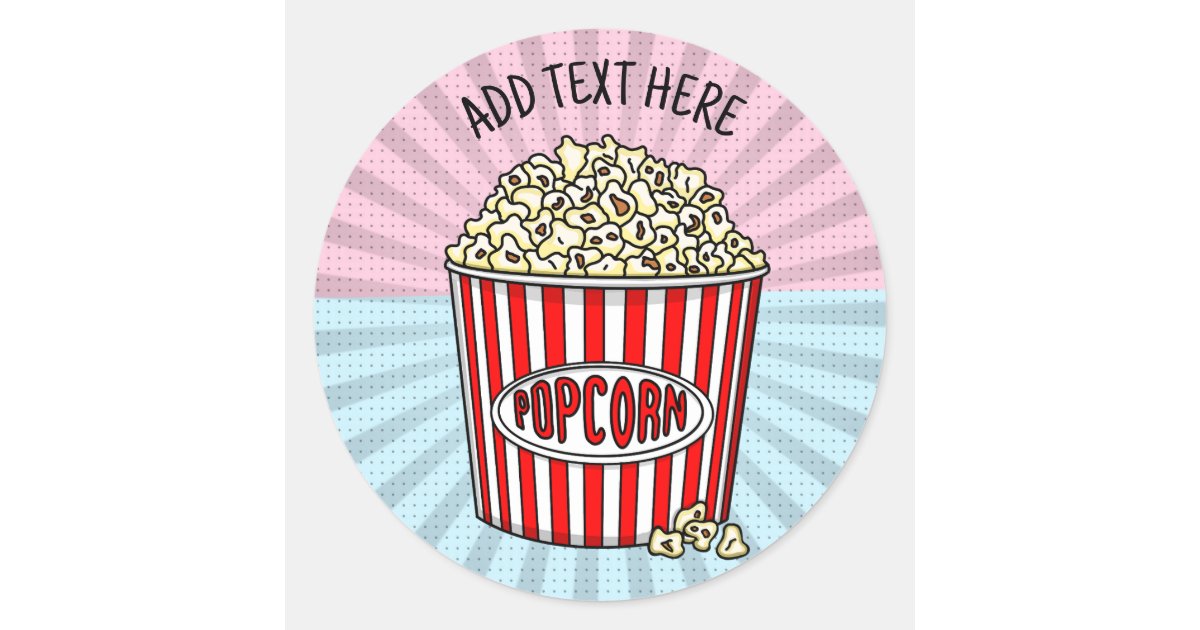 Personalized these Retro Pop Art Popcorn Classic Round Sticker | Zazzle