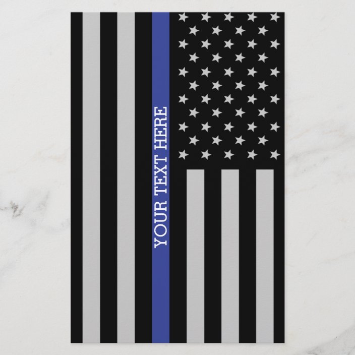 Personalized Thin Blue Line American Flag Stationery | Zazzle.com