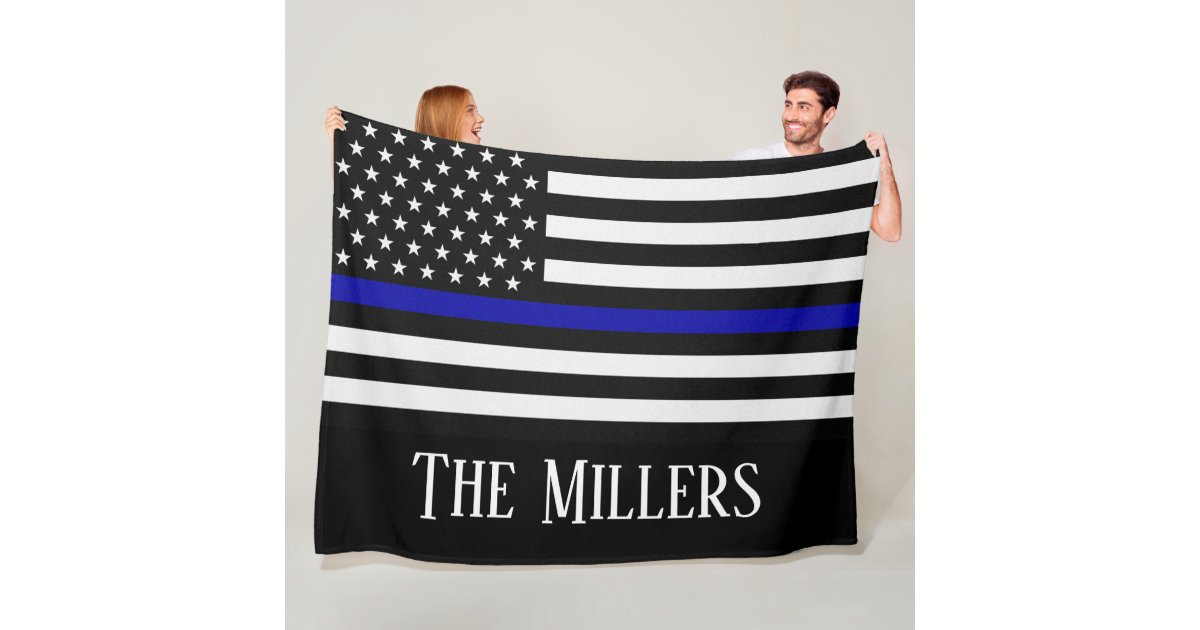 Personalized Thin Blue Line Flag Fleece Blanket | Zazzle