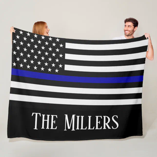 Personalized Thin Blue Line Flag Fleece Blanket | Zazzle
