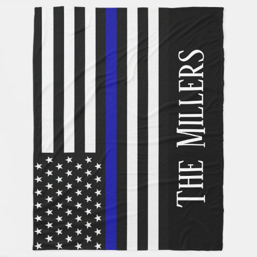 Personalized Thin Blue Line Flag Fleece Blanket | Zazzle
