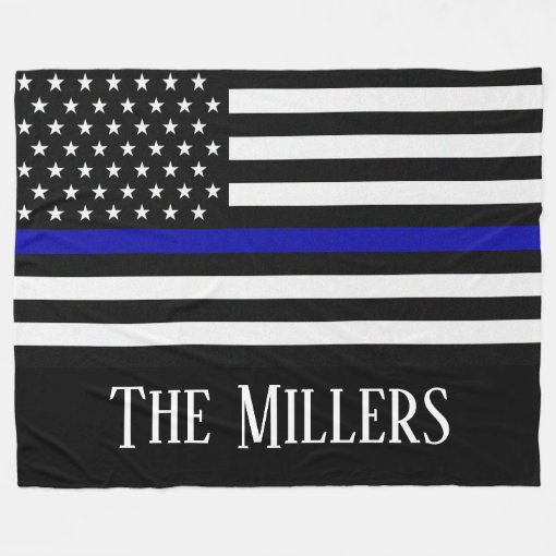 Personalized Thin Blue Line Flag Fleece Blanket | Zazzle