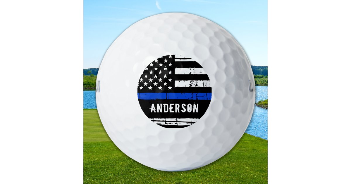 Personalized Thin Blue Line Flag Police Officer Golf Balls | Zazzle