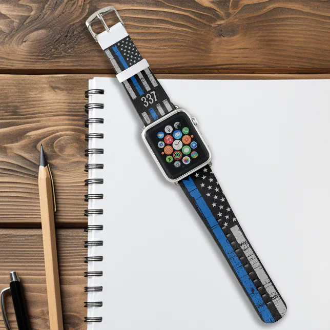 Personalized Thin Blue Line Law Enforcement Police Apple Watch Band ...