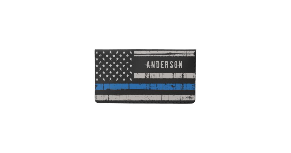 Personalized Thin Blue Line Police Checkbook Cover | Zazzle