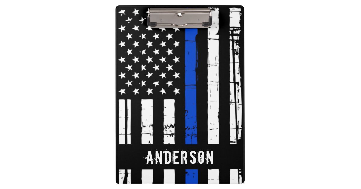 Personalized Thin Blue Line Police Clipboard | Zazzle
