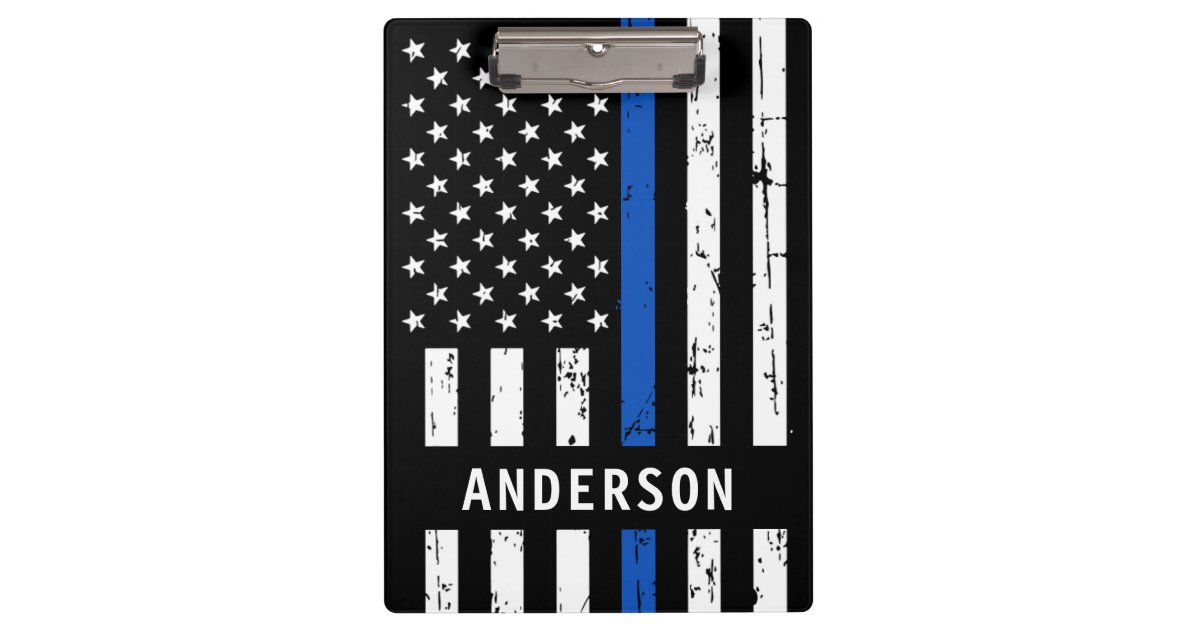 Personalized Thin Blue Line Police Clipboard | Zazzle