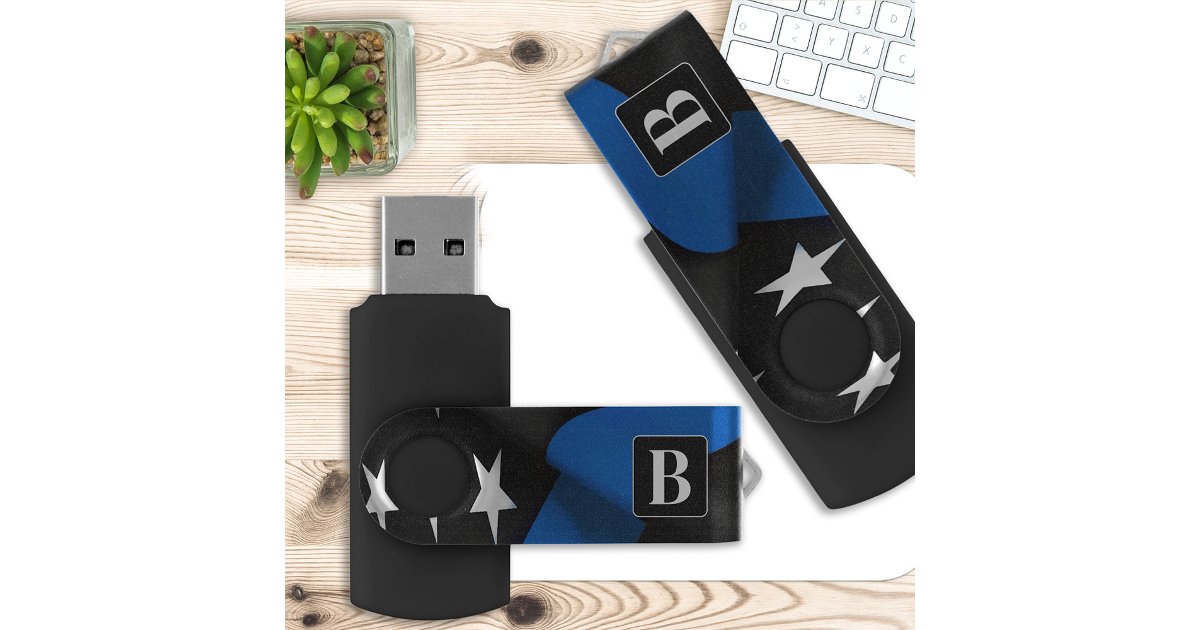 Personalized Thin Blue Line Police Flash Drive | Zazzle