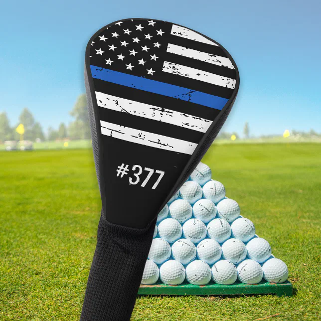 Personalized Thin Blue Line Police Golf Head Cover | Zazzle