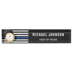 Personalized Thin Blue Line Police Officer Desk Name Plate | Zazzle