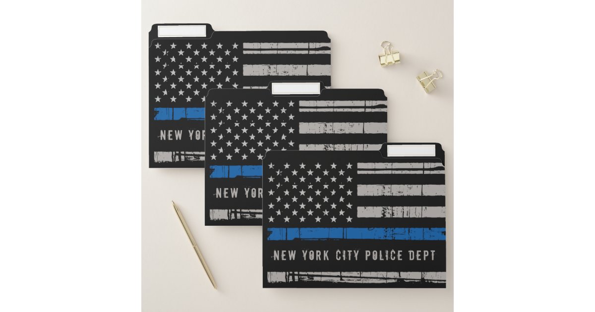 Personalized Thin Blue Line Police Officer File Folder | Zazzle