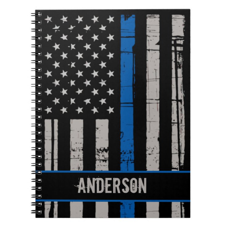 Personalized Thin Blue Line Police Officer Notebook | Zazzle
