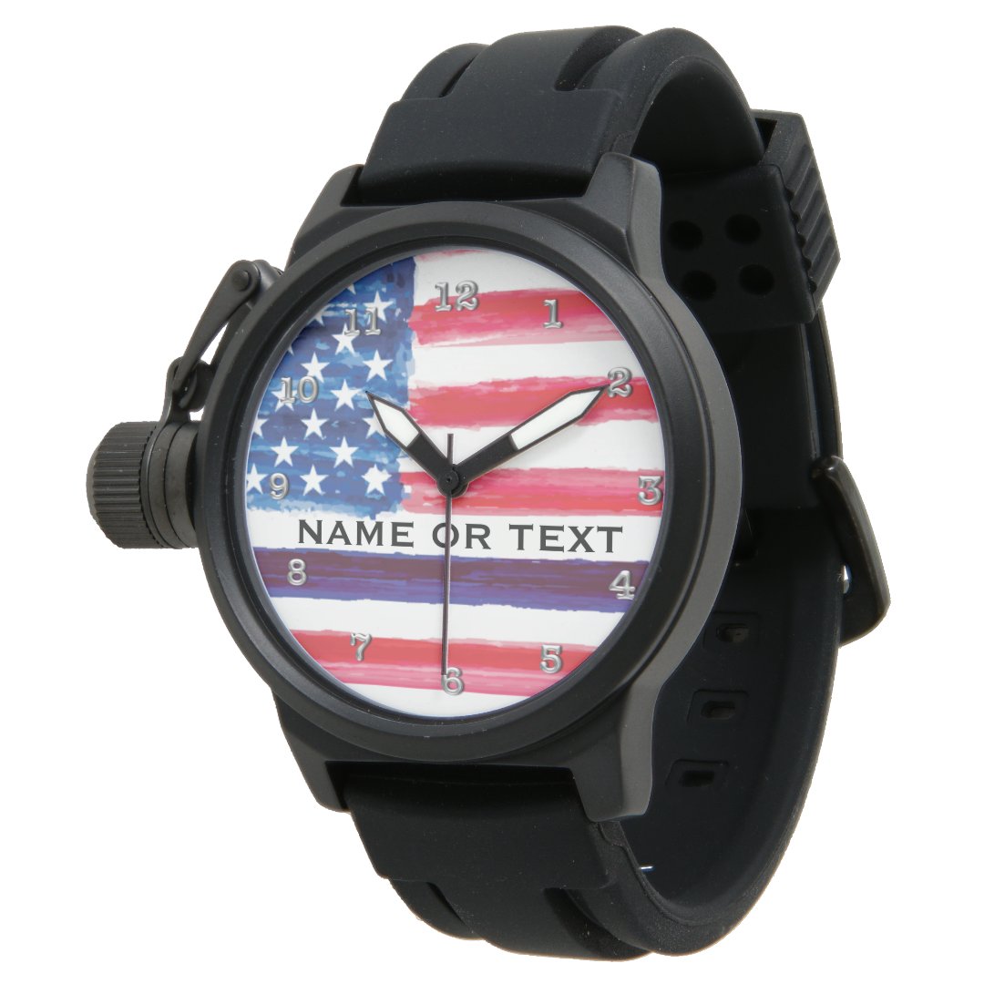 Personalized Thin Blue Line US Flag Police Officer Watch | Zazzle