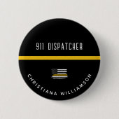 Personalized Thin Gold Line Flag 911 Dispatcher Button | Zazzle