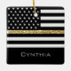 Personalized Thin Gold Line Glitter Flag Ceramic Ornament | Zazzle