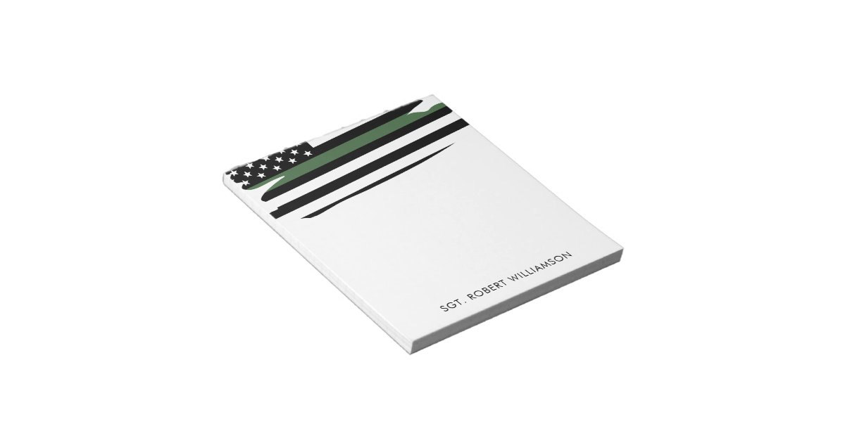Personalized Thin Green Line Military Notepad | Zazzle