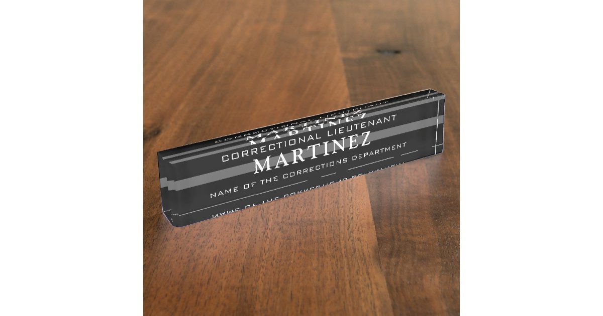 Personalized Thin Silver Line Corrections Officer Desk Name Plate | Zazzle