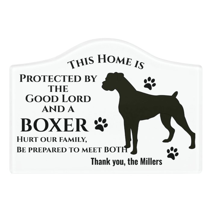 Personalized This Home Protected Boxer Dog Door Sign | Zazzle.com