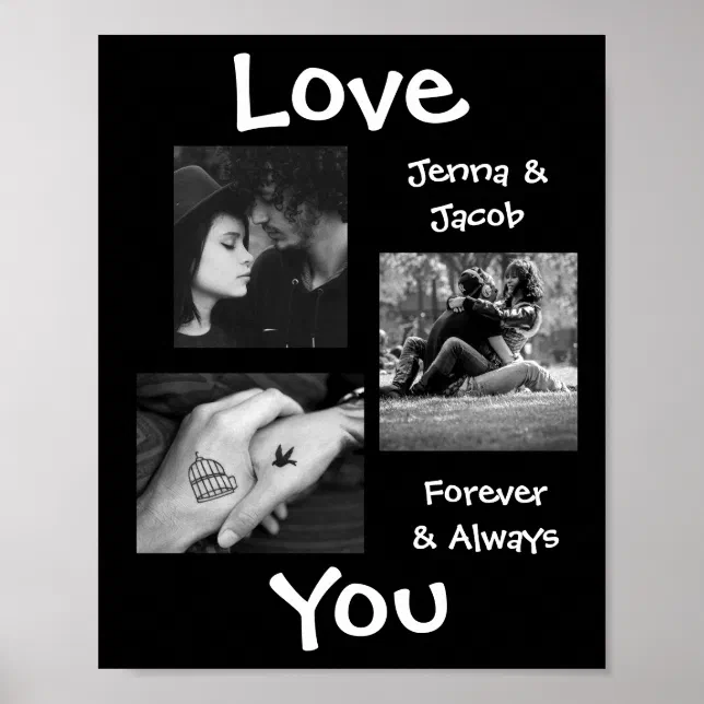 Personalized this "Love You" Couple's Photo Poster | Zazzle