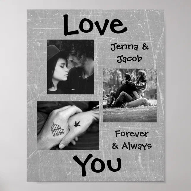 Personalized this "Love You" Couple's Photo Poster | Zazzle