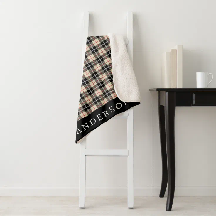 Personalized Thompson Camel Tartan Plaid Pattern Sherpa Blanket | Zazzle