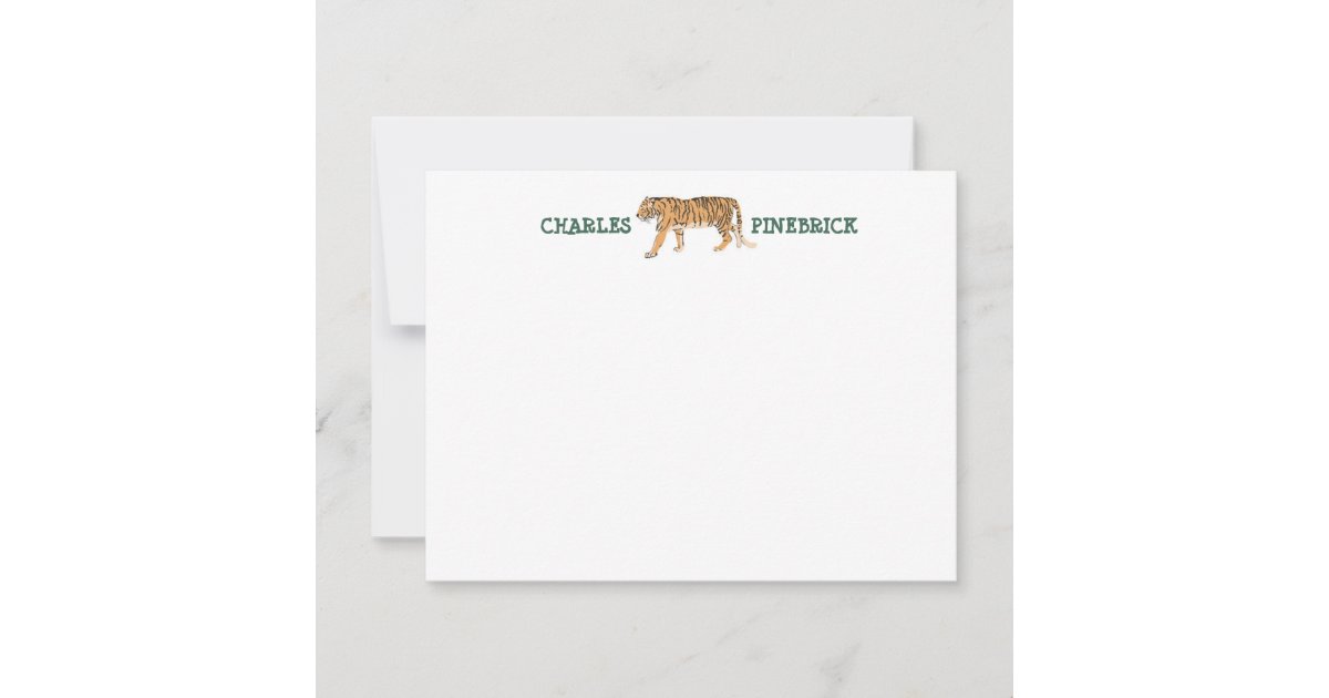 Personalized Tiger Note Card | Zazzle
