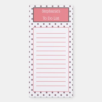 Personalized To Do List Pink Magnetic Notepad | Zazzle