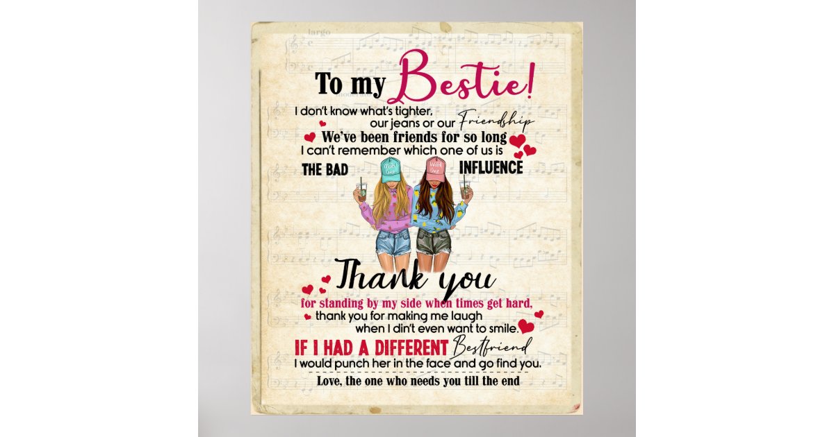 Personalized To My Bestie Poster | Zazzle