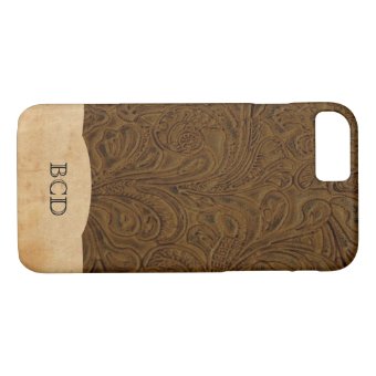 Personalized Tooled Leather Look Rustic Country Case-Mate iPhone Case ...