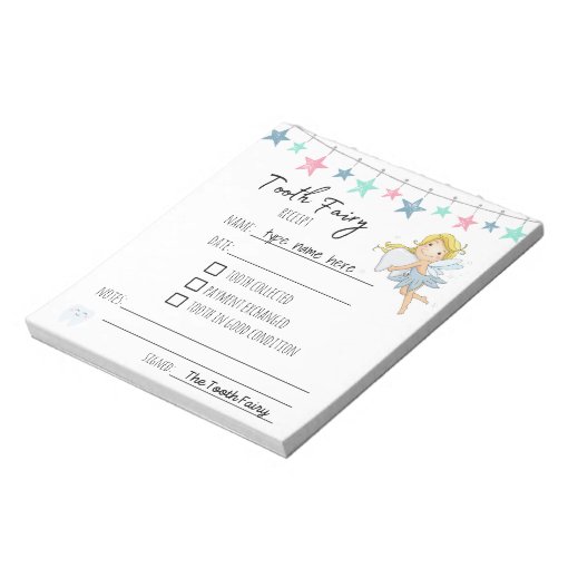 Personalized Tooth Fairy Receipts Gender Neutral N Notepad | Zazzle