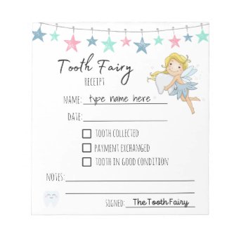 Personalized Tooth Fairy Receipts Gender Neutral N Notepad | Zazzle