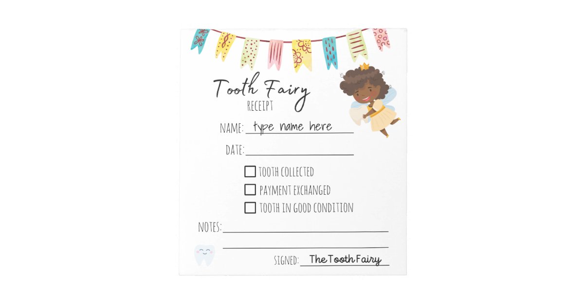 Personalized Tooth Fairy Receipts Gender Neutral Notepad | Zazzle