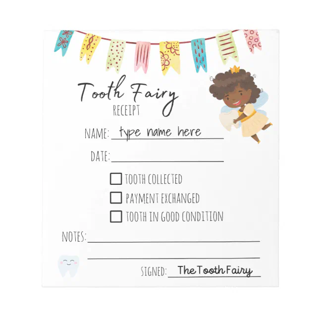 Personalized Tooth Fairy Receipts Gender Neutral Notepad | Zazzle