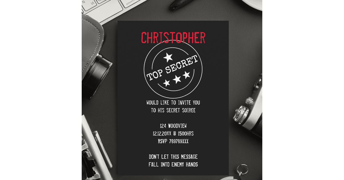Personalized TOP SECRET Party Invitation | Zazzle