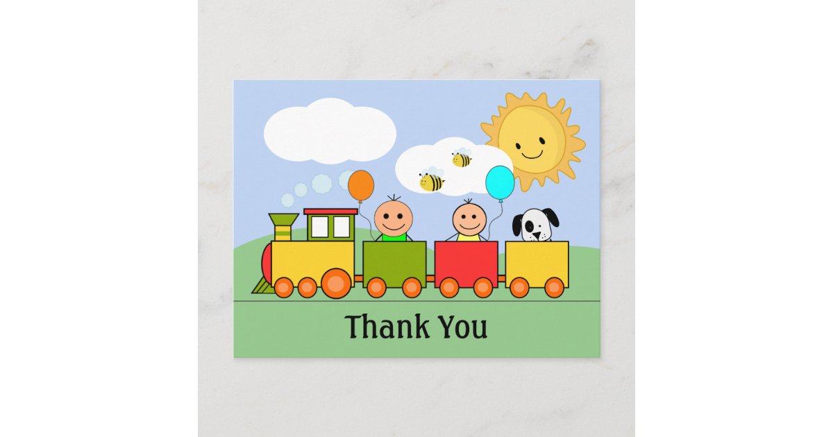 Personalized Toy Train Thank You Postcard | Zazzle