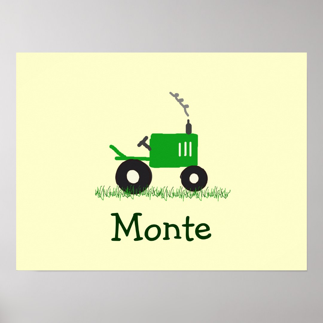 Personalized Tractor Wall Art: Green Tractor Poster | Zazzle