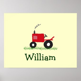 Personalized Tractor Wall Art: Red Tractor Poster | Zazzle