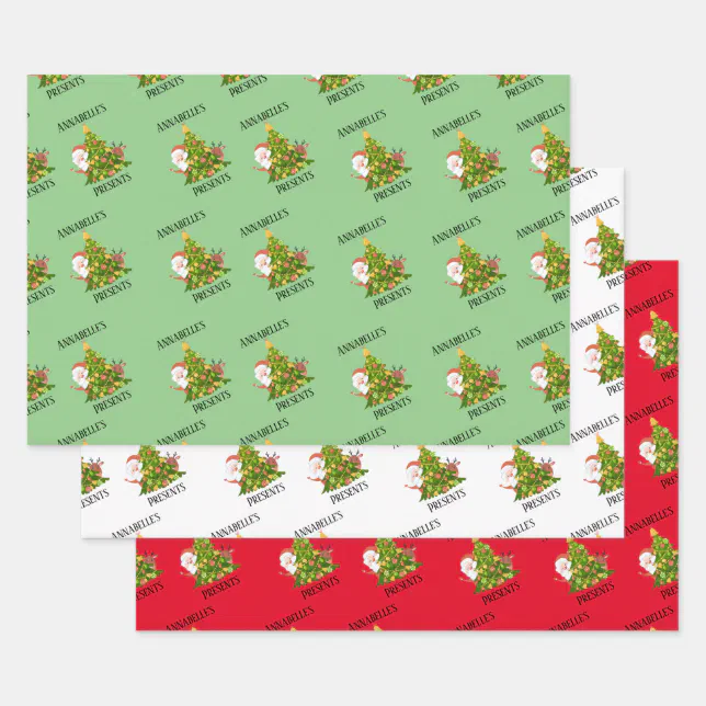 Personalized Traditional Happy Christmas Holiday Wrapping Paper Sheets ...