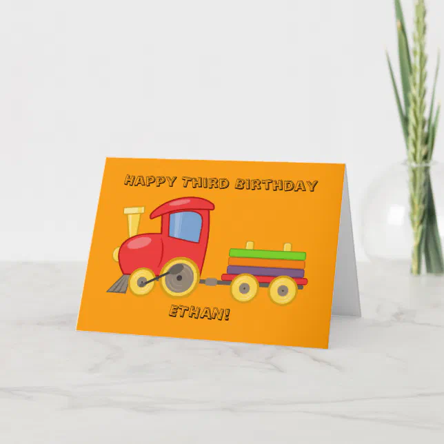 Personalized Train Birthday Card | Zazzle