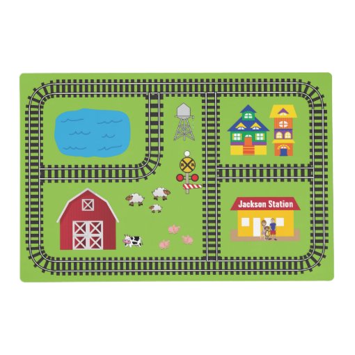 Personalized Train Playmat Placemat | Zazzle