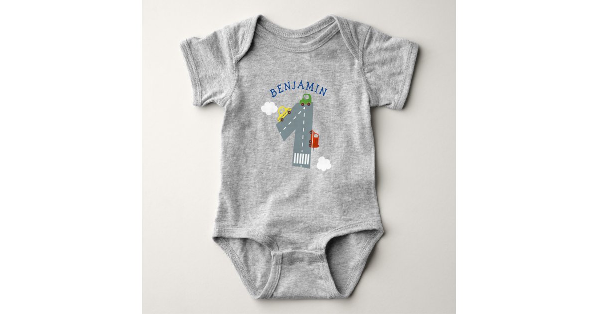 Personalized Transportation 1st Birthday Baby Body Bodysuit | Zazzle
