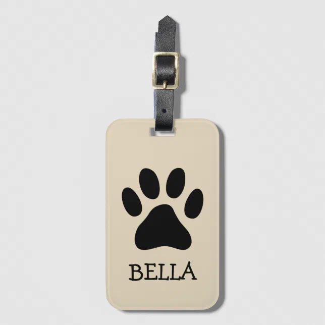 Personalized travel luggage tag with dog paw print | Zazzle
