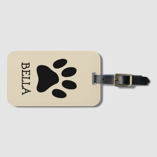 Personalized travel luggage tag with dog paw print | Zazzle